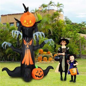 Holiday | 8 Ft Halloween Inflatables Witch Tree With Pumpkins Led ...